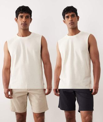 Jack & Jones 2er-Pack Chino-Shorts in Marineblau und Beige-Navy