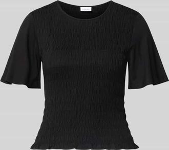 Comma T-Shirt aus Viskose-Elasthan-Mix mit Smok-Details