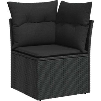 vidaXL Gartensofa-Ecke mit Kissen Schwarz Poly Rattan vidaXL