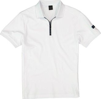 Hackett Herren Zip-Polo weiß Baumwoll-Jersey