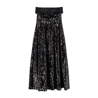 Alberta Ferretti Femme, Robes, Noir, Taille: 44 FR Robe A-Line Brod&eacute;e de Sequins