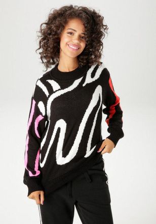 Aniston Strickpullover mit grafischem Muster im Color-Blocking