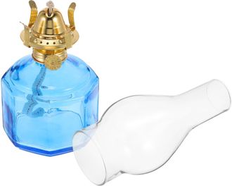 Cabilock Vintage Kerosinlampe mit Glasgeh&auml;use und Verstellbarem Docht Blaue Windfeste Petroleumlampe f&uuml;r Innen Au&szlig;endekoration Rustikale &Ouml;llampe als Romantisch