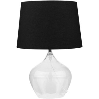 Beliani Tischlampe Transparent Glas 45 cm runder Stoffschirm Schwarz Vasenform Kabel mit Schalter Minimalistisches Design