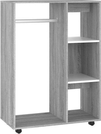 vidaXL Vidaxl - Garde-robe sonoma gris 80x40x110 cm - Bois ding&eacute;nierie - Dispositif de fixation murale - Roulettes pour d&eacute;placement facile