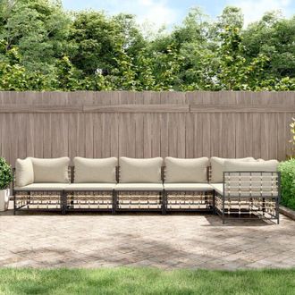 vidaXL Vidaxl - Salon de jardin 6 pcs avec coussins anthracite r&eacute;sine tress&eacute;e