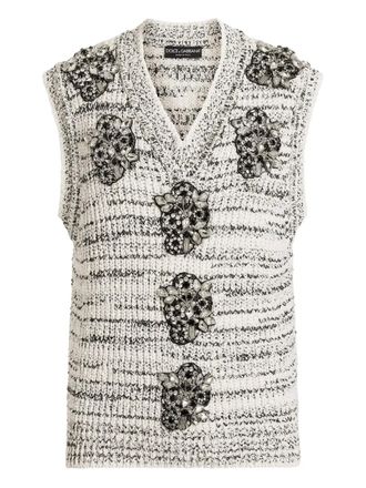 Dolce & Gabbana embellished V-neck vest - Tons neutres