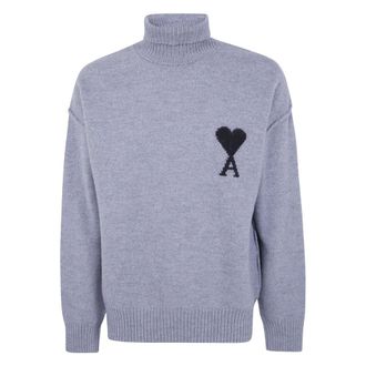 Ami Col roul&eacute;s - Homme - Pulls - Gris - Taille: L