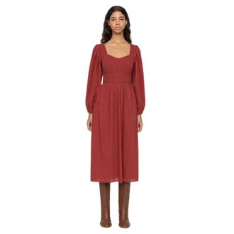 Sea NY Herzausschnitt Langarm Gerafftes Kleid - - Dresses - Damen - Rot - S