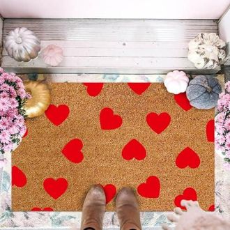 Generic Paillasson coco - Coeur - 40 x 60 cm - Pour lext&eacute;rieur et lint&eacute;rieur - Tapis de sol pour porte dentr&eacute;e - Paillasson dext&eacute;rieur - Paillasson coco (D)