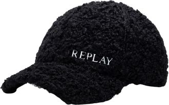 Replay Damen Cap mit Teddyfell, Schwarz (Black 0098), OneSize