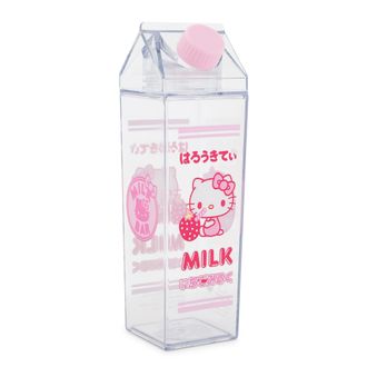 Silver Buffalo Sanrio Hello Kitty Milchkarton-Flasche aus Kunststoff, Erdbeere, Fassungsverm&ouml;gen: 473 ml
