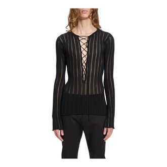 Ann Demeulemeester Pulls &agrave; col rond - Femme - Pulls - Noir - Taille: 36 FR