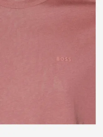 HUGO BOSS Mens Cotton T-Shirt With Logo, Red T-Shirts And Polos