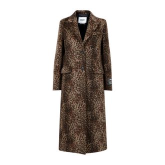 Msgm Leopard-print Coat - - Coats - Damen - Braun - S