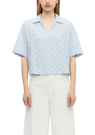 s.Oliver Druckbluse S.OLIVER, Damen, Gr. 42, blau (coastal blau), Web, Obermaterial: 100% Viskose, gemustert, l&auml;ssig geschnitten h&uuml;ftlang, V-Ausschnitt, abgest