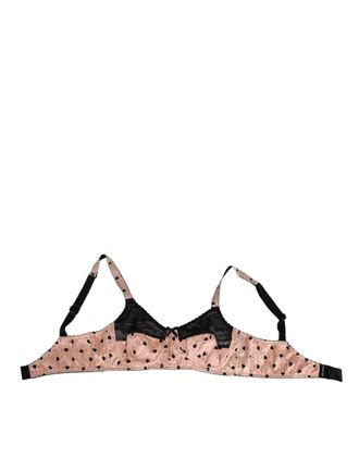 Dolce & Gabbana Womens Beige Silk Heart Print Soft Cup Bra Underwear Cotton Clothing