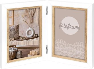 Matches 21 matches21 Bilderrahmen Klapprahmen Rahmen Fotos & Bilder Holz weiß Innenkante Hellbraun klappbar 2 Bilder - 1 STK 10x15 cm