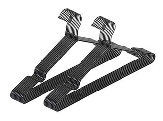 WENKO Kleiderbügel Sascha Schwarz, 20er Set, Garderobenbügel mit Non-Slip Beschichtung, verchromtes Metall, 40,5 x 20 x 0,3 cm, Schwarz