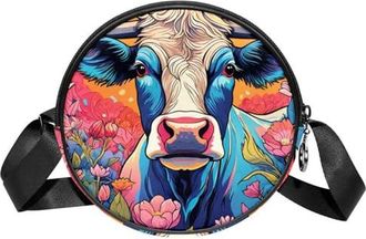 Generic Sac &agrave; bandouli&egrave;re rond pour femme, petit sac &agrave; bandouli&egrave;re avec fermeture &eacute;clair et bretelles r&eacute;glables style d&eacute;contract&eacute; pour femmes et filles