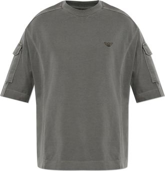 Emporio Armani Homme, Tops, Gris, Taille: 2XL T-shirt avec Poches sur les Manches