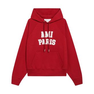 Ami Hoodie mit Logo-Filzstickerei - - Sweatshirts & Hoodies - Damen - Rot - S