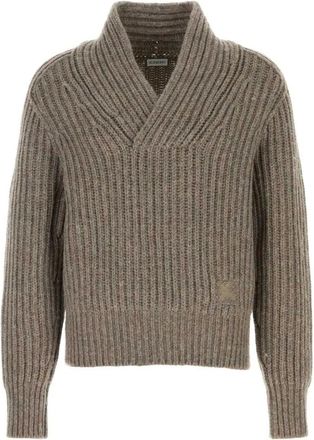 Burberry Homme, Pulls, Gris, Taille: L Pull en Tricot C&ocirc;tel&eacute; &agrave; Col Ch&acirc;le