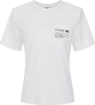 Elisabetta Franchi Femme, Tops, Blanc, Taille: 42 FR maglieria e felpe poliestere