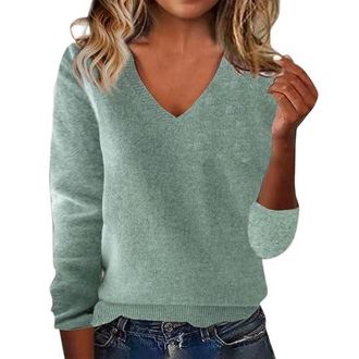 Generic Uwdiohq European and American Solid Color Loose Ladies Sweater Spring Autumn One Word Shoulder Exposed Hood Combinaison Grande Taille (Mint Green, M) 