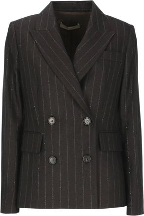 D.exterior Blazer en Laine &agrave; Rayures Tennis - Femme - Vestes - Brun - Taille: 38 FR