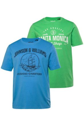 Men Plus T-Shirt T-Shirts Halbarm 2er-Pack Brustprint