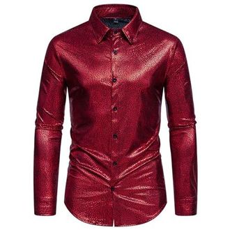 Generic Chemise d&eacute;contract&eacute;e &agrave; manches longues pour homme, rouge, XXL