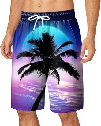 Generic Short de bain d&eacute;t&eacute; pour homme - Paysage d&eacute;t&eacute; insolite - Impression num&eacute;rique avec taille &eacute;lastique - Style d&eacute;contract&eacute; - Tendance - Short de plage - V