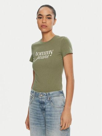 Tommy Jeans T-Shirt Essential DW0DW19447 Grün Slim Fit