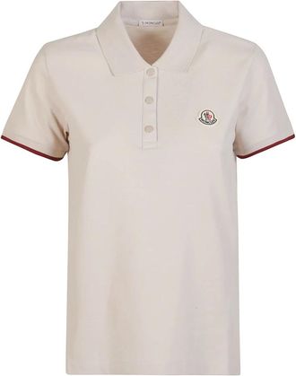 Moncler Femme, Tops, Beige, Taille: 38 FR Polo &agrave; Manches Courtes