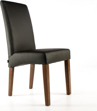 SIX Lederstuhl Bambi Rindsleder Schwarz Nussbaum Lederstühle Stühle Stuhl NEU