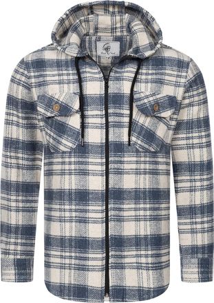 Rock Creek Herren Hemd Kariert Kapuzenhemd Karohemd Herrenhemd Flanell Hemden Holzf&auml;llerhemd &Uuml;bergangsjacke Langarm Kariert Winter H-335 Blau 4XL