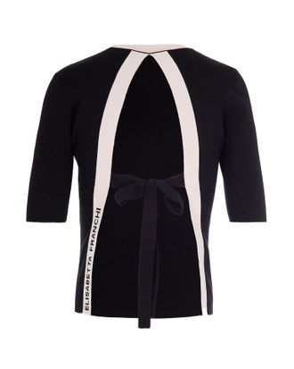 Elisabetta Franchi Womens Knit Top With Viscose Bands Black-Butter Main: Jumpers Black/butter Sweater