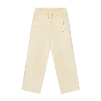 Arte Homme, Pantalons, Beige, Taille: XS Pantalon Bande Fleurie Crochet Cr&egrave;me