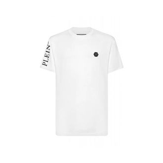 Philipp Plein Homme, Tops, Blanc, Taille: XL T-shirt Col Rond MC