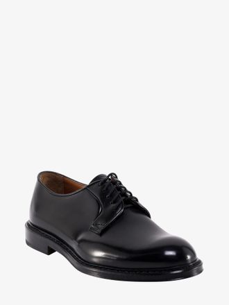 Doucal's Mens Leather Lace-Up Shoes Black Flat
