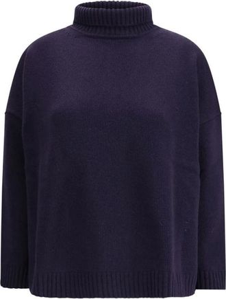 Max Mara Femme, Pulls, Bleu, Taille: 42 FR Pull Col Roul&eacute; en Laine