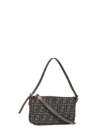 Fendi Womens Shoulder Bag Small Brown Zucca Jacquard Polyester