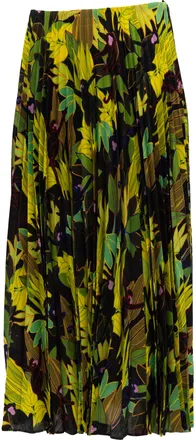 Valentino Garavani Womens Green Print Pleated Skirt