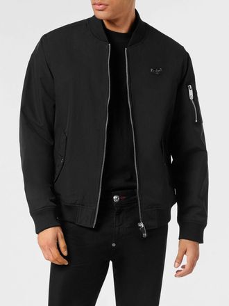 Philipp Plein Blouson bomber en tissu technique avec logo contrastant et fermeture zipp&eacute;e