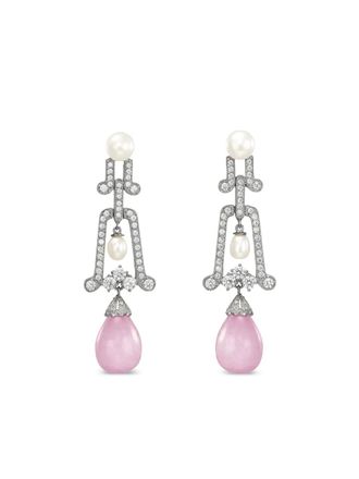 Anabela Chan boucles doreilles pendantes Moderne en rhodium vermeil &agrave; pierres vari&eacute;es - Violet