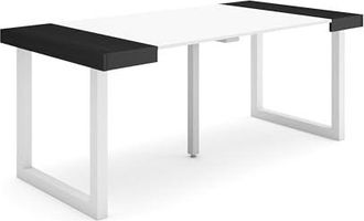 Skraut Home | Ausziehbarertisch | Multifunktionaler ausziehbarer | 180 | F&uuml;r 8 G&auml;ste | Massivholz Beine | Moderner Stil | Wei&szlig; und Schwarz