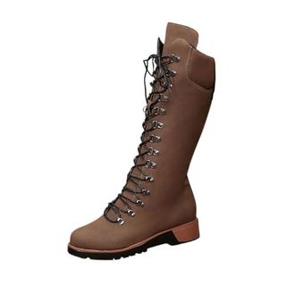 Generic Bottes &agrave; lacets confortables et &eacute;l&eacute;gantes pour femme - Style r&eacute;tro - Couleur unie - Polyvalentes - Fermeture &eacute;clair lat&eacute;rale - Talon compens&eacute; bas - Bo