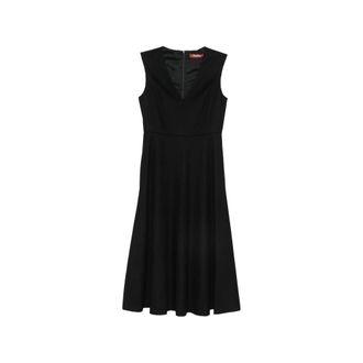 Max Mara Femme, Robes, Noir, Taille: 40 FR Robe mi-longue &eacute;vas&eacute;e &agrave; encolure en V
