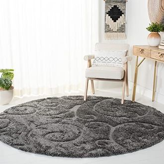 Safavieh Chester Shag Tapis Rond tissé en polypropylène Gris 200 x 200 cm